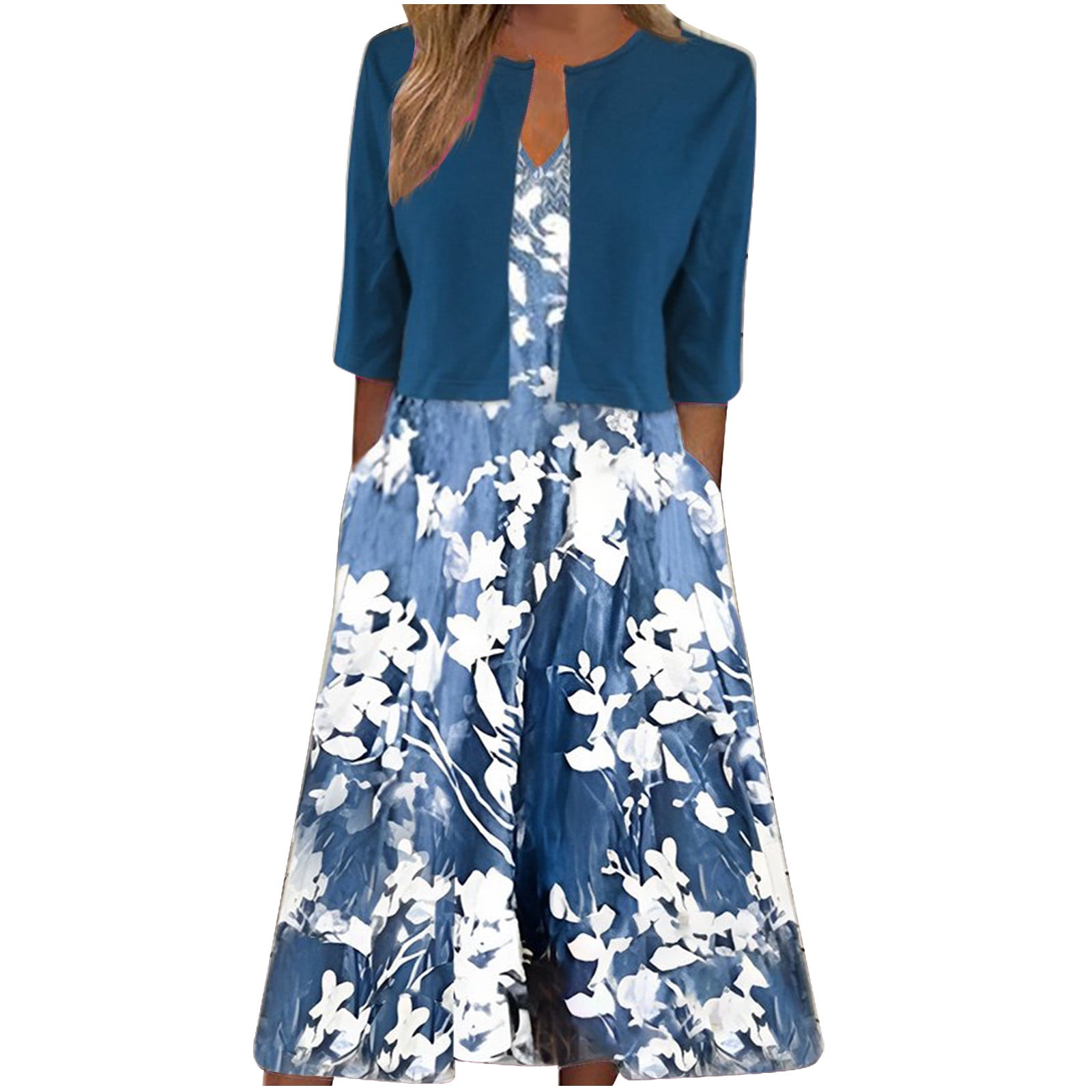 LYXSSBYX Womens 2 Piece Dress Suits Two-Piece Women's Summer Printed V ...