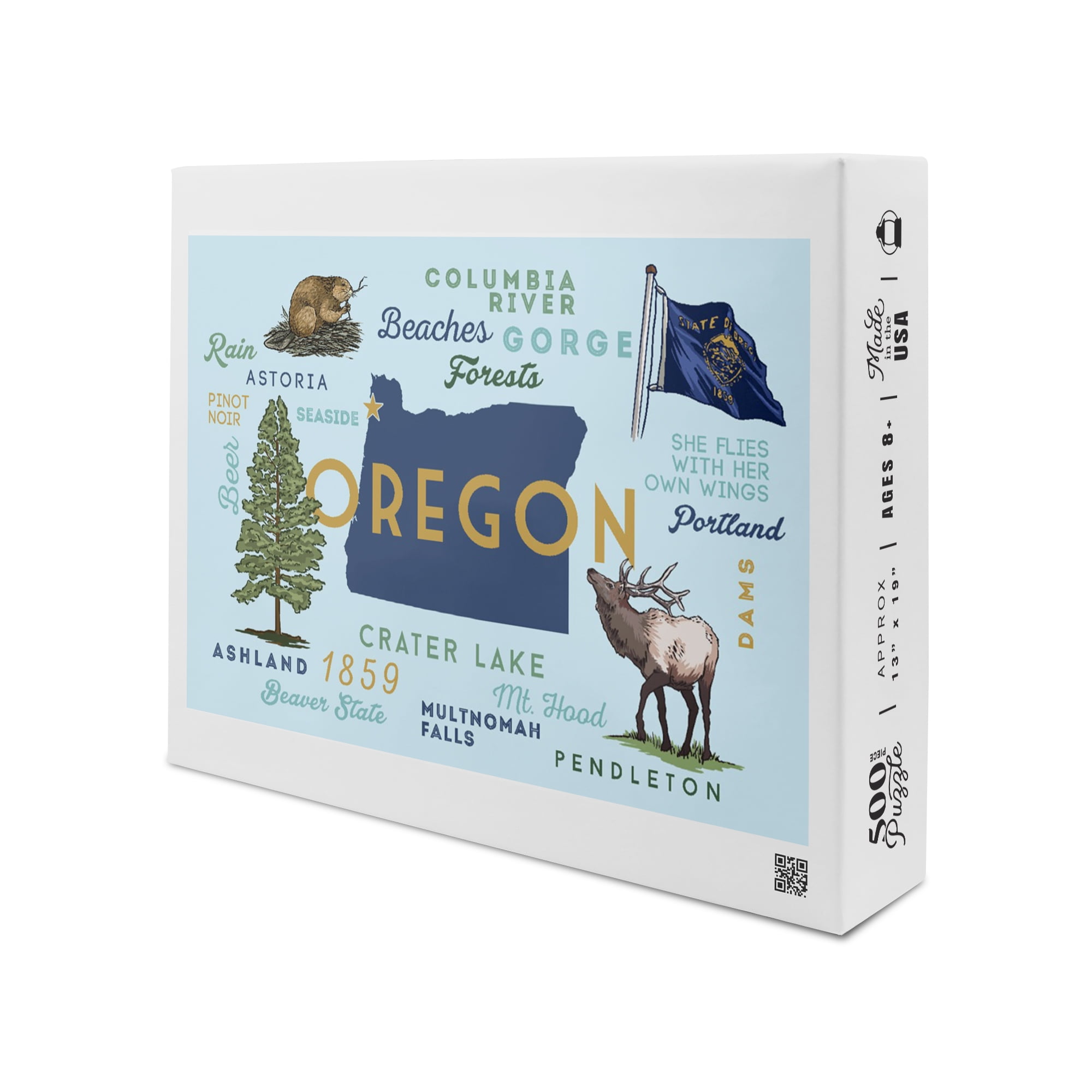 Seaside, Oregon, The Oregon Life, Typography and Icons (19x27 inches ...