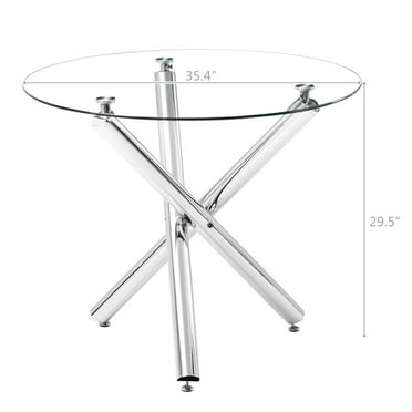 Beckham Round Dining Table Chrome and Clear - Walmart.com