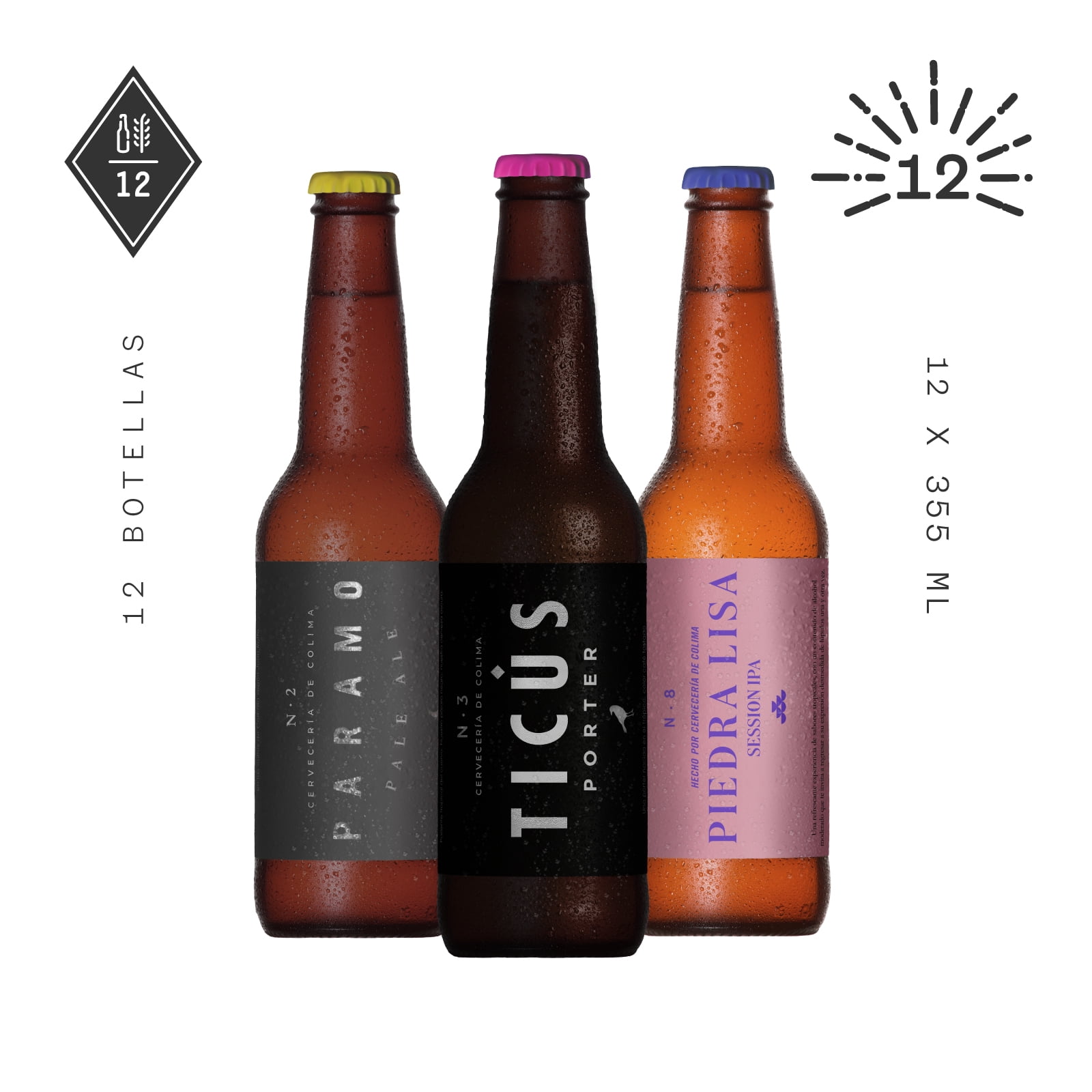 12 Pack Cerveza Ales Cervecería de Colima (Páramo, Ticús y Piedra Lisa ...