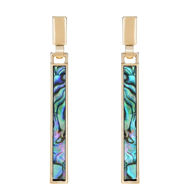 AeraVida Elegant Rectangular Bar Abalone Shell and Gold Colored Sterling Silver | Evening Wear ...