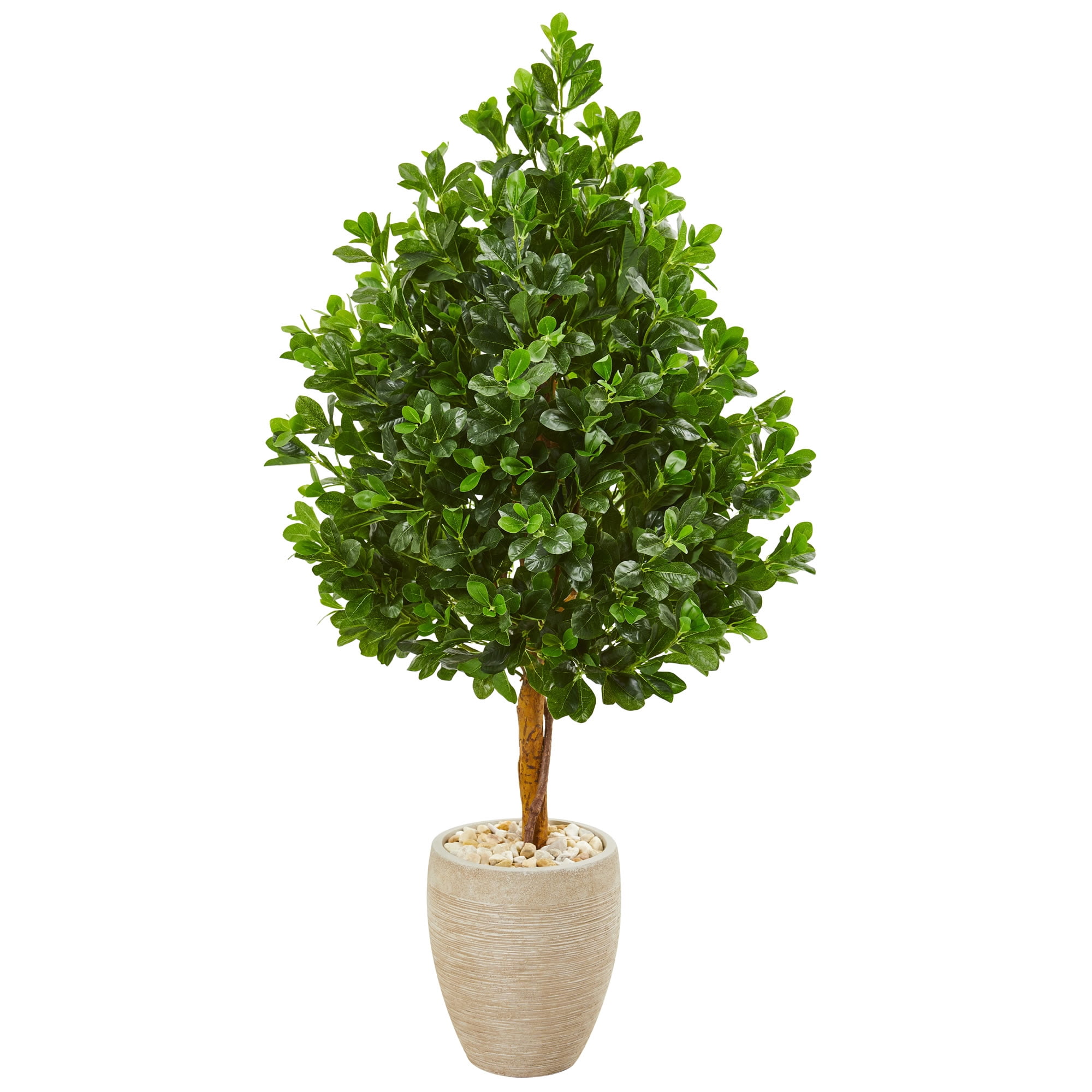 Nearly Natural 59-In. Evergreen Artificial Tree in Sand Finished ...