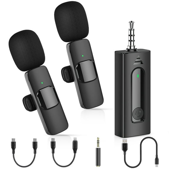 FIFINE M9 Dual Wireless Lavalier Microphones with Receiver for iPhone ...