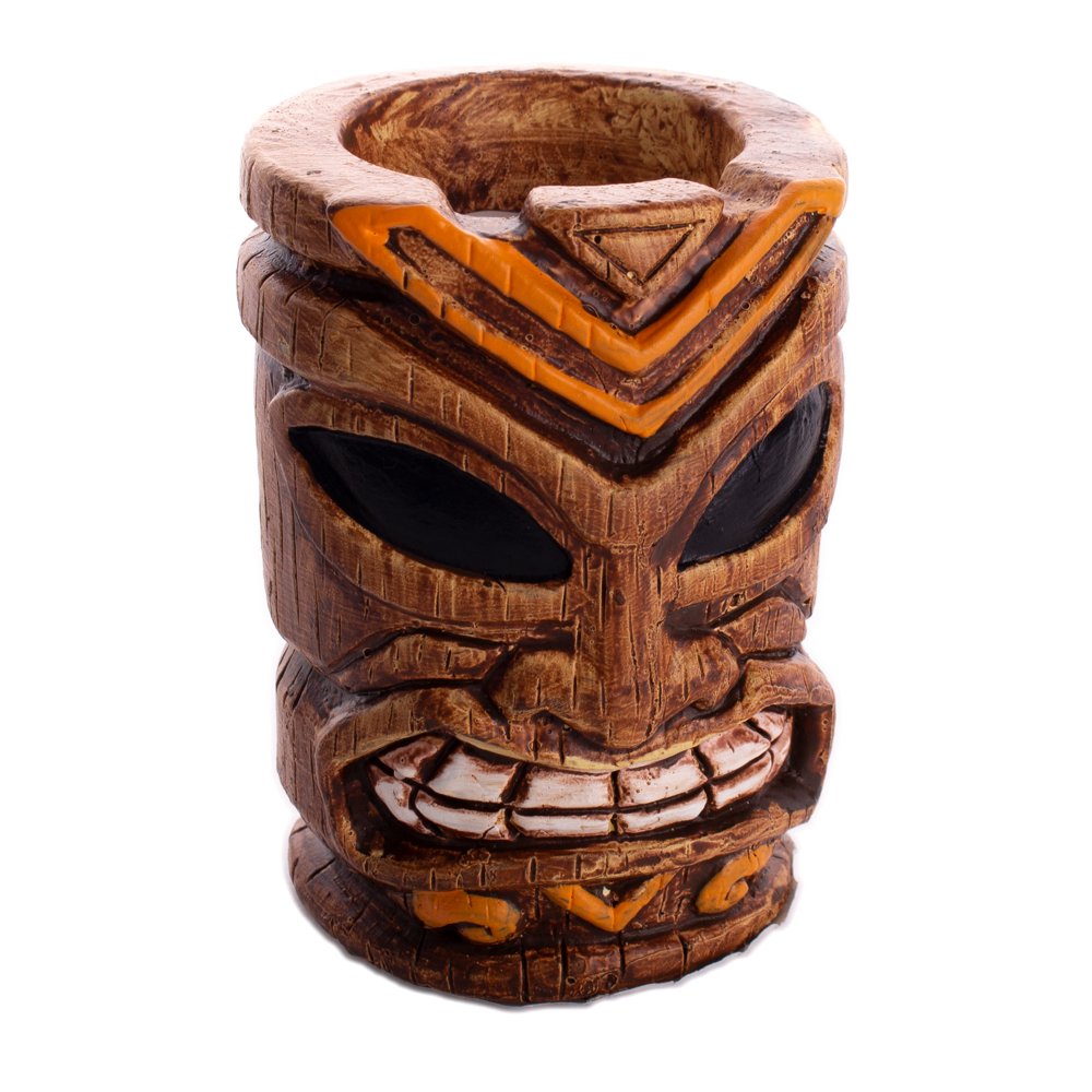 Festive Tiki-Style Luau fun 3.5" Candle Holder, Brown Black Orange ...