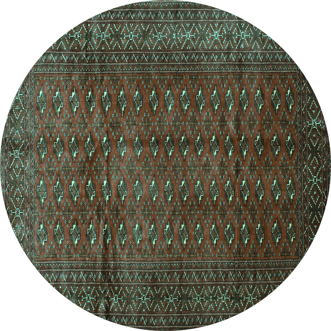 Ahgly Company Machine Washable Indoor Round Southwestern Turquoise Blue ...