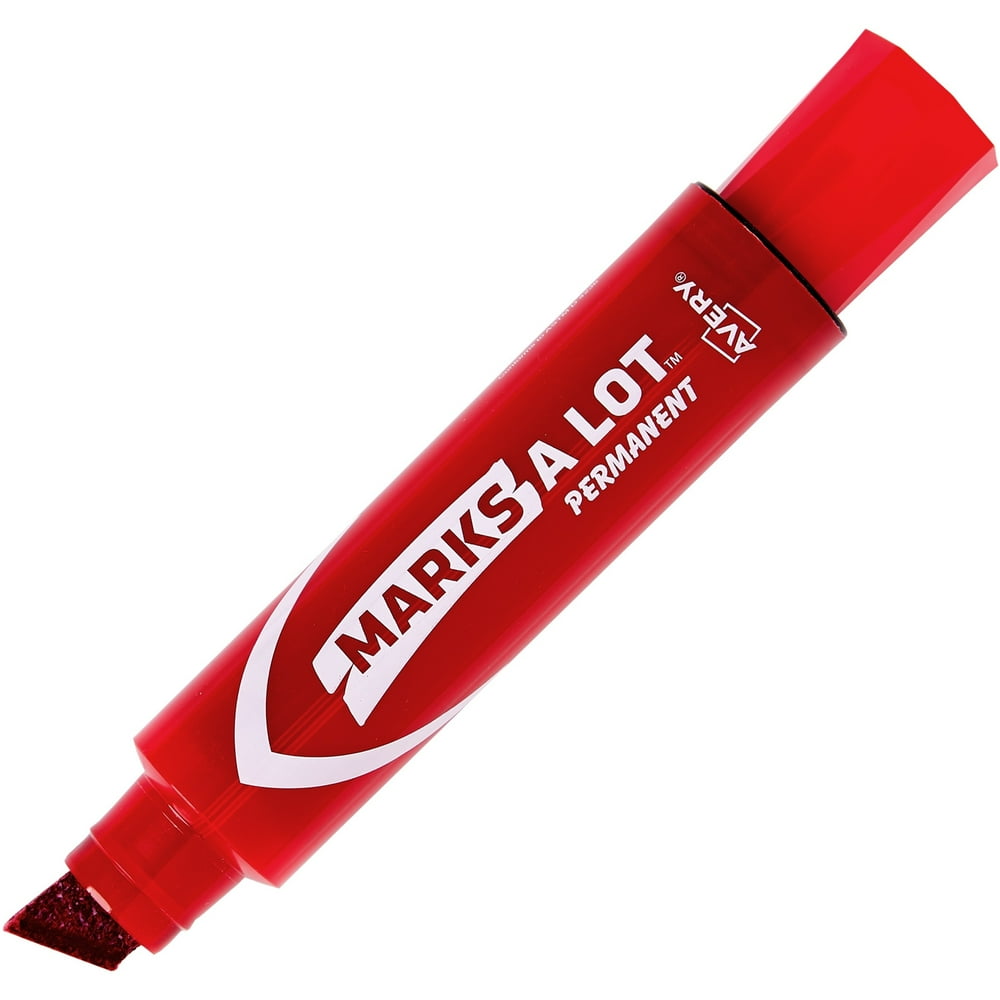 Avery Marks-A-Lot Jumbo Desk-Style Permanent Marker, Chisel Tip, Red ...