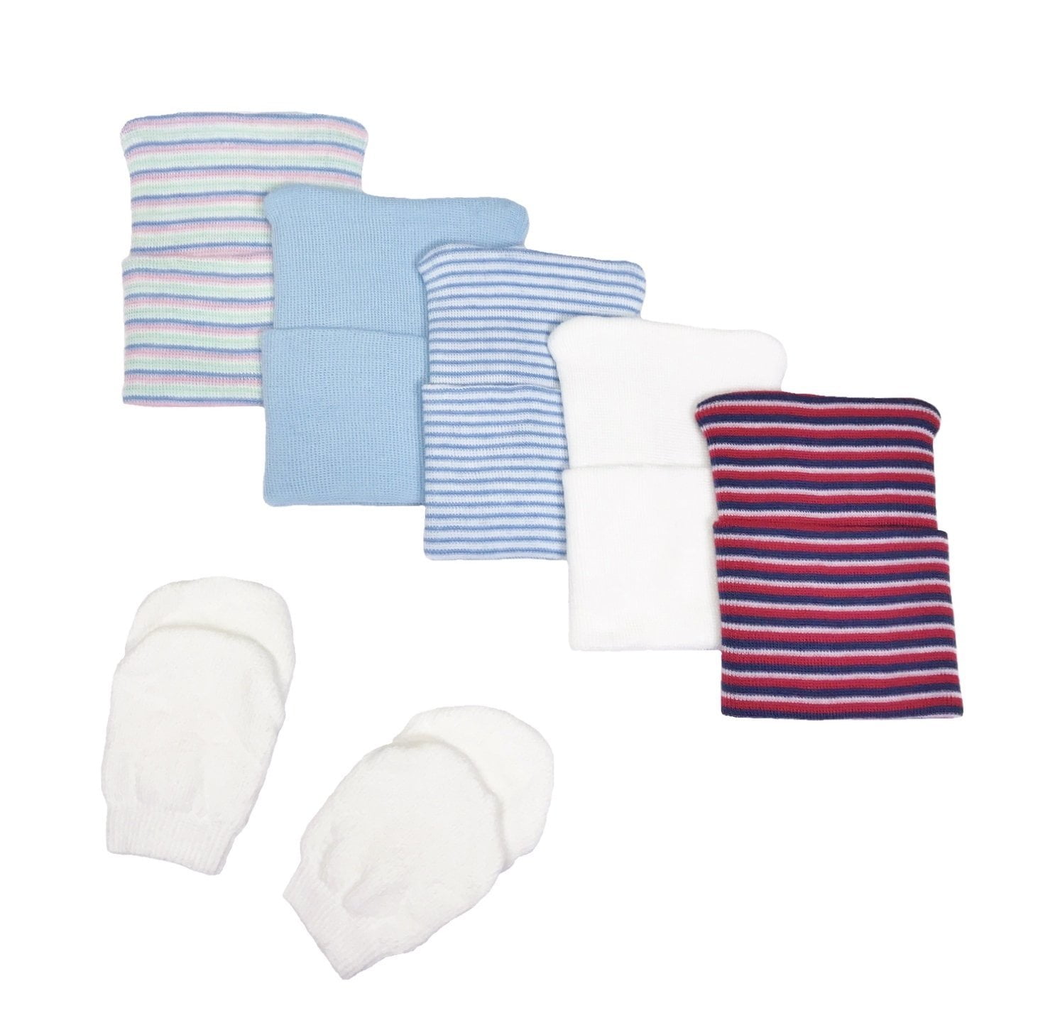 5 Piece Hospital Cap & Mitten Set for Newborn Baby (Boy) by Nurses ...