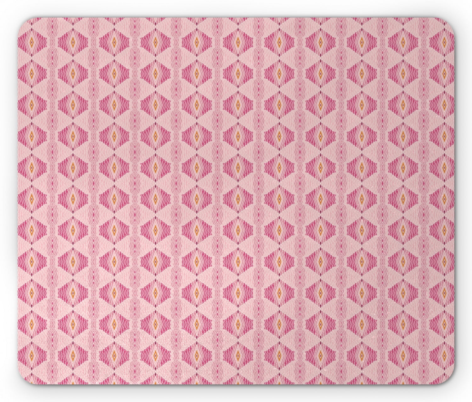 Pink Mouse Pad, Geometric Ornament with Wavy Rhombus and Thin Lines in ...