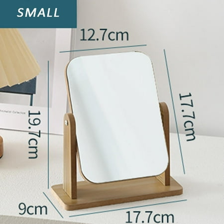 KUIZAP Makeup Mirror Bamboo Desk Mirror Office Desk Mirror 360 Degree ...