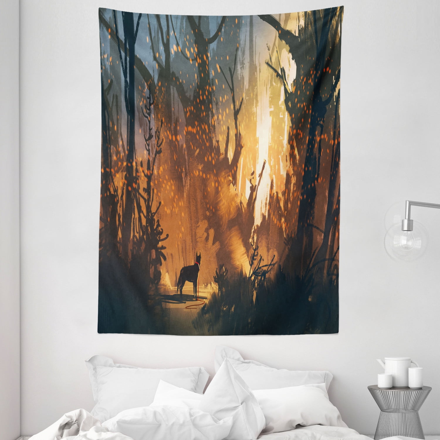 Mystic Tapestry, Lost Dog in Forest Mystical Theme over Trees Adventure ...