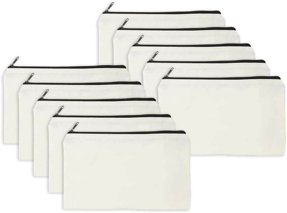shiyou-Sublimation 10PCS Canvas Zipper Pouch Bags Canvas Pencil Pouch ...