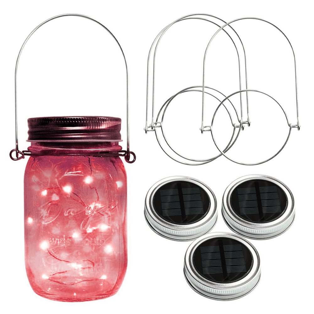 20 LED String Fairy Firefly Jar Lid Lights with Hanger Decor, Terrace ...