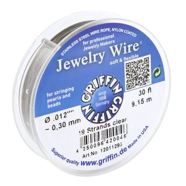 Griffin Jewelry Wire .012" Clear 49 Strand (30ft) Stainless Steel Wire ...