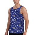 Balery Golden Snowflakes Royal Blue Pattern Men's Workout Tank Top Gym ...