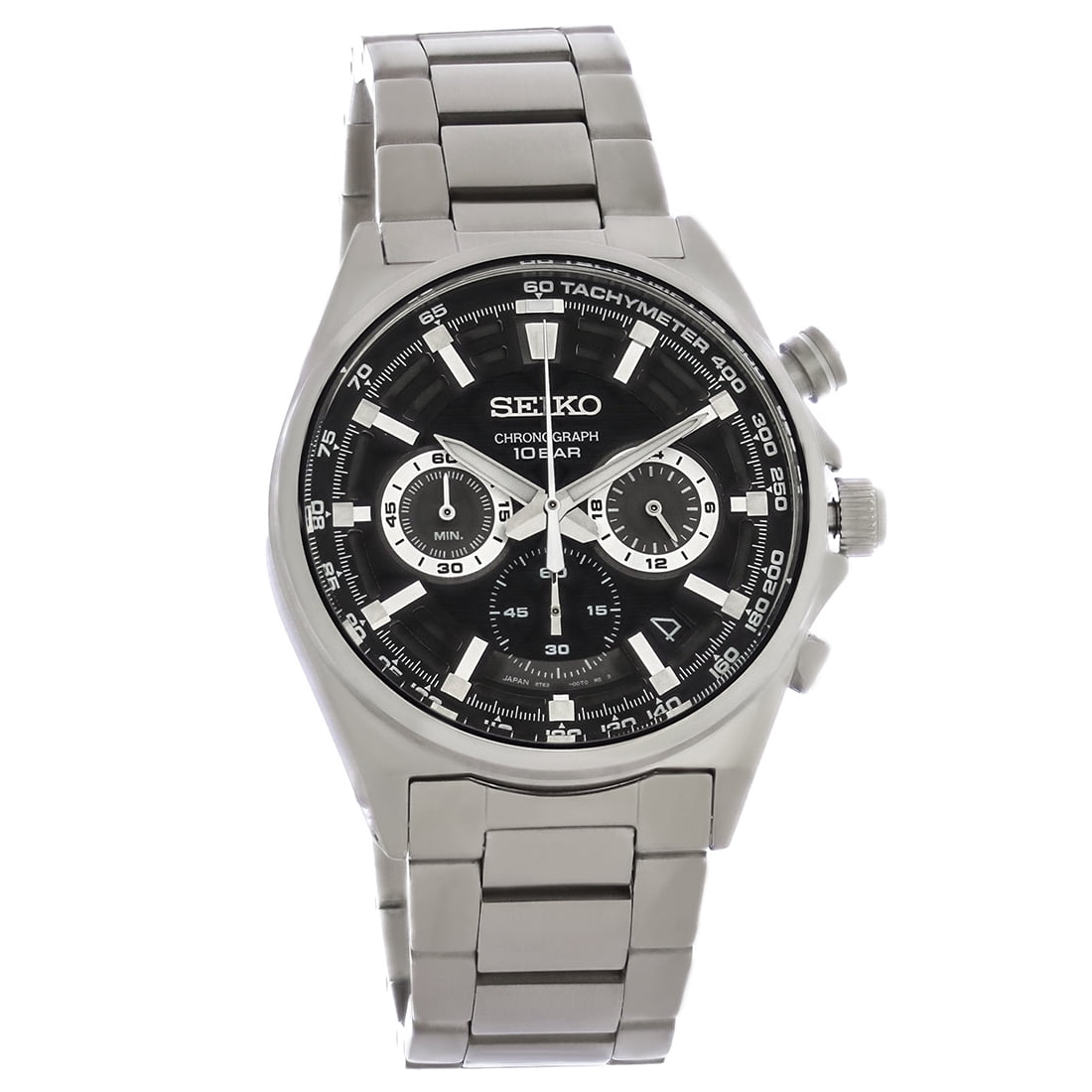Seiko Essentials Mens Black Dial Stainless Chronograph Quartz Watch ...