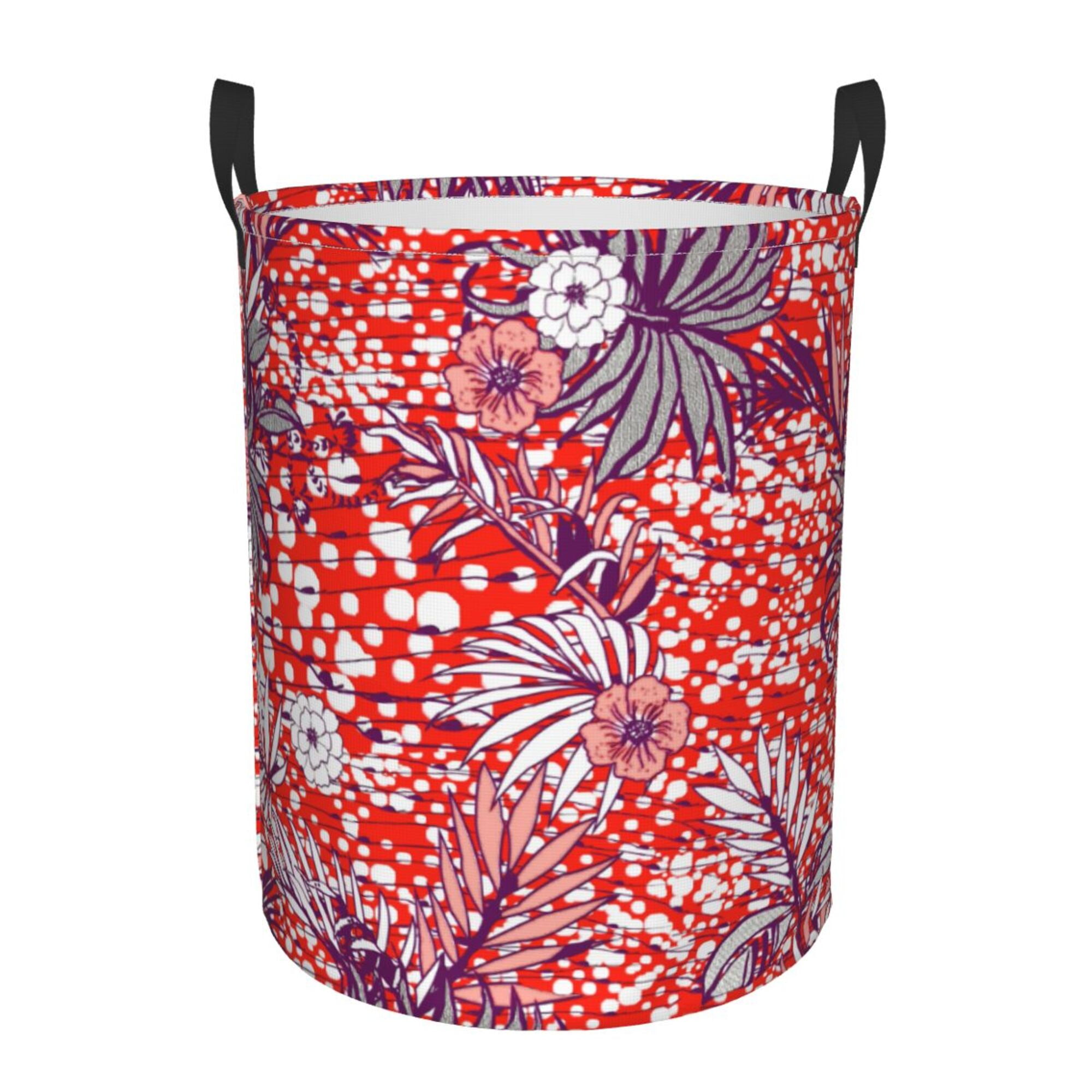 LNWH Laundry Basket, Red Floral Line Art Pattern Foldable Laundry ...