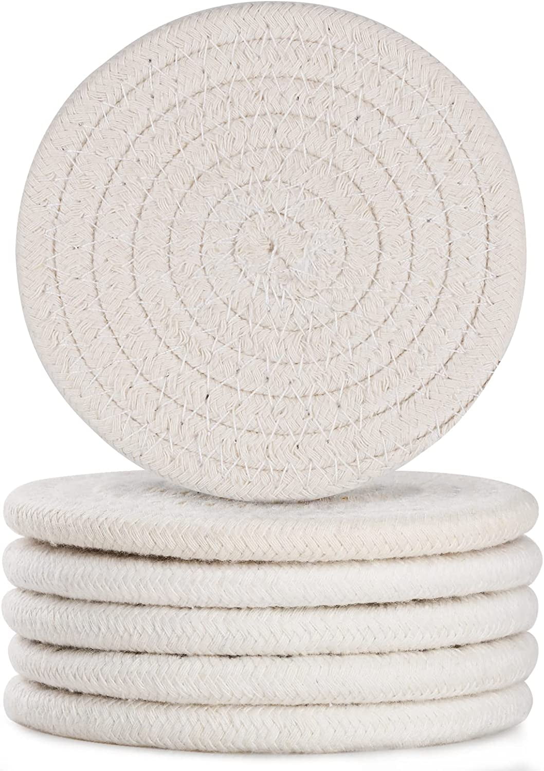 GeeRic 6 Pcs Bar Coasters for Drinks, Handmade Braided Woven Drink ...