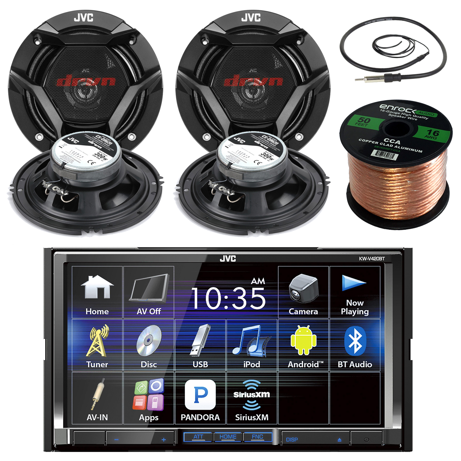 JVC KWV420BT 7" Touch Screen Car CD/DVD Bluetooth Receiver Bundle Combo ...