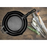 Bruntmor Pre-seasoned Cast Iron Frying Pan Set of 3 - 8, 10, and 12 ...