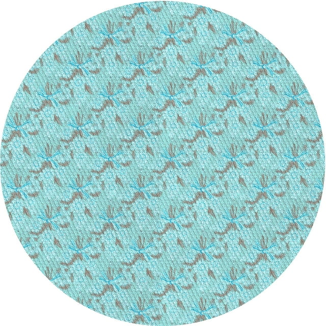 Ahgly Company Machine Washable Indoor Round Transitional Tron Blue Area ...