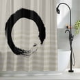 Black Circle Shower Curtains for Bathroom, Japanese Style Circle Grey ...