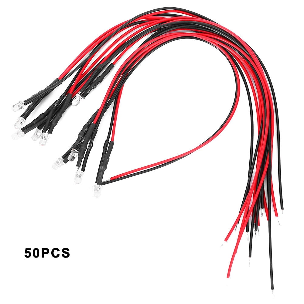 50 Uds diodo cableado cabeza redonda luminosa resaltado enchufe recto ...