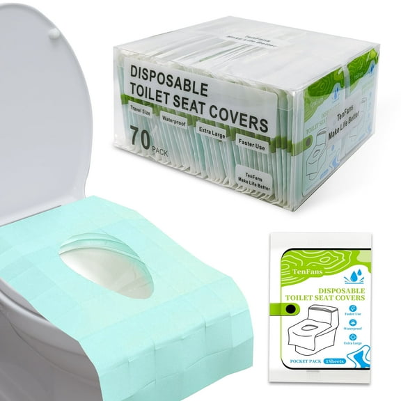 TenFan Disposable Toilet Seat Covers - 70-Pack Waterproof XL Travel ...