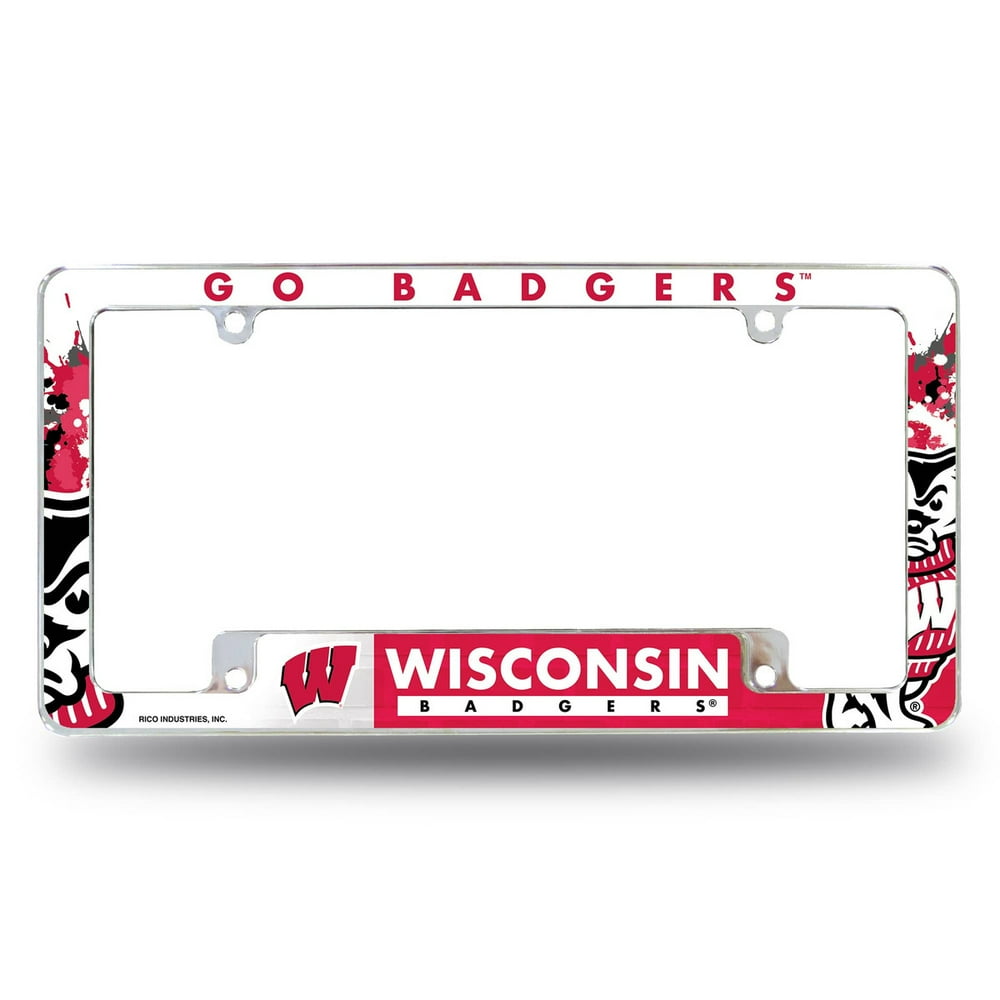 Wisconsin Badgers NCAA Chrome Metal License Plate Frame with Bold Full ...