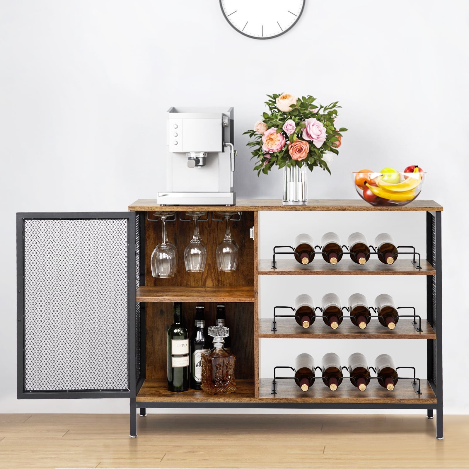 BEKAY Wine Cabinet, Industrial Wine Bar Cabinets with Removable Wine ...