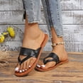 Black Spring Summer Women Sandals Flat Open Toe Round Toe Post Solid ...