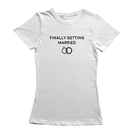Finally Getting Married Rings Graphic Women's White T-shirt | Walmart ...