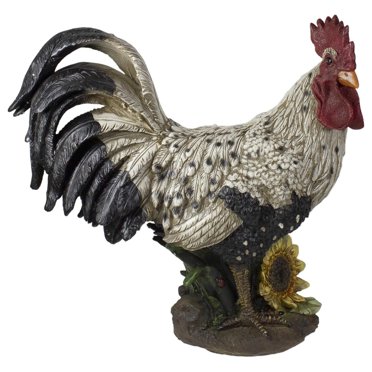 Evergreen Colorful Rooster Metal Garden Statuary ‚Äì Yard Art Chicken ...