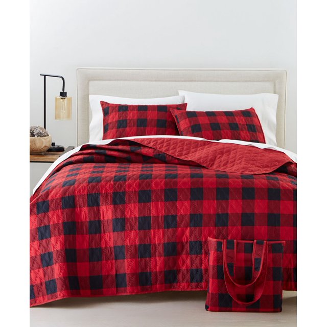 Martha Stewart Collection Buffalo Check 4-Piece Quilt Bag Set, Full ...