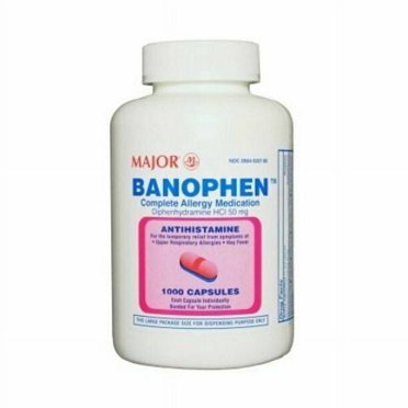 Major Banophen 50mg Diphenhydramine HCl Antihistamine, Allergy & Cold ...