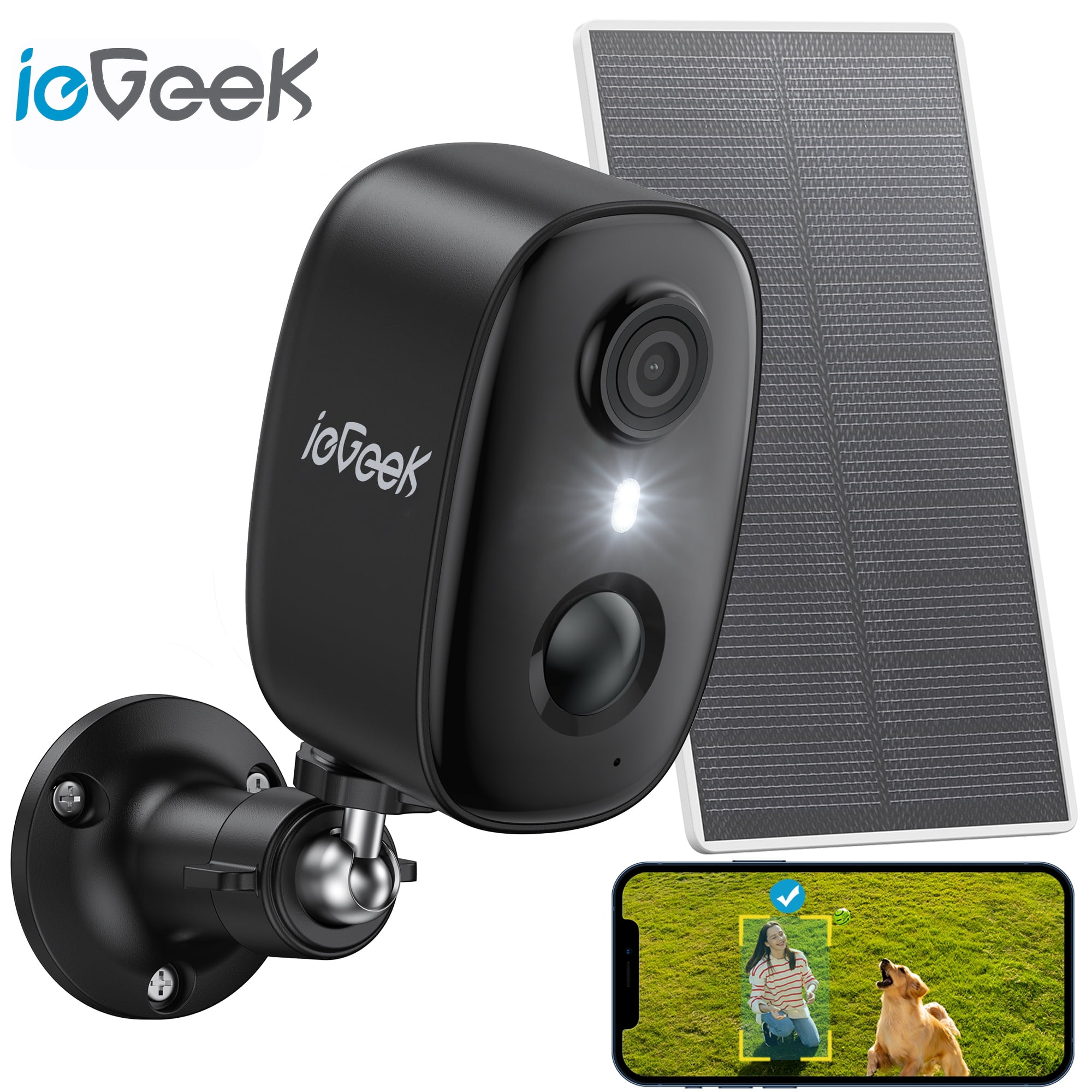 ieGeek Solar Security Camera Outdoor Wireless WiFi, 2K Color Night ...