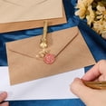 1 Set 1Pc Golden Tone Brass Wax Seal Stamp Heads with Bamboo Stick ...