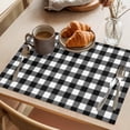 Black White Retro Plaid Cotton Linen Placemats Set of 12, Pastoral ...