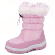 Bacca Girls Anti-Slip Snow Boots Pink Glitter Warm Faux Fur-Lined ...