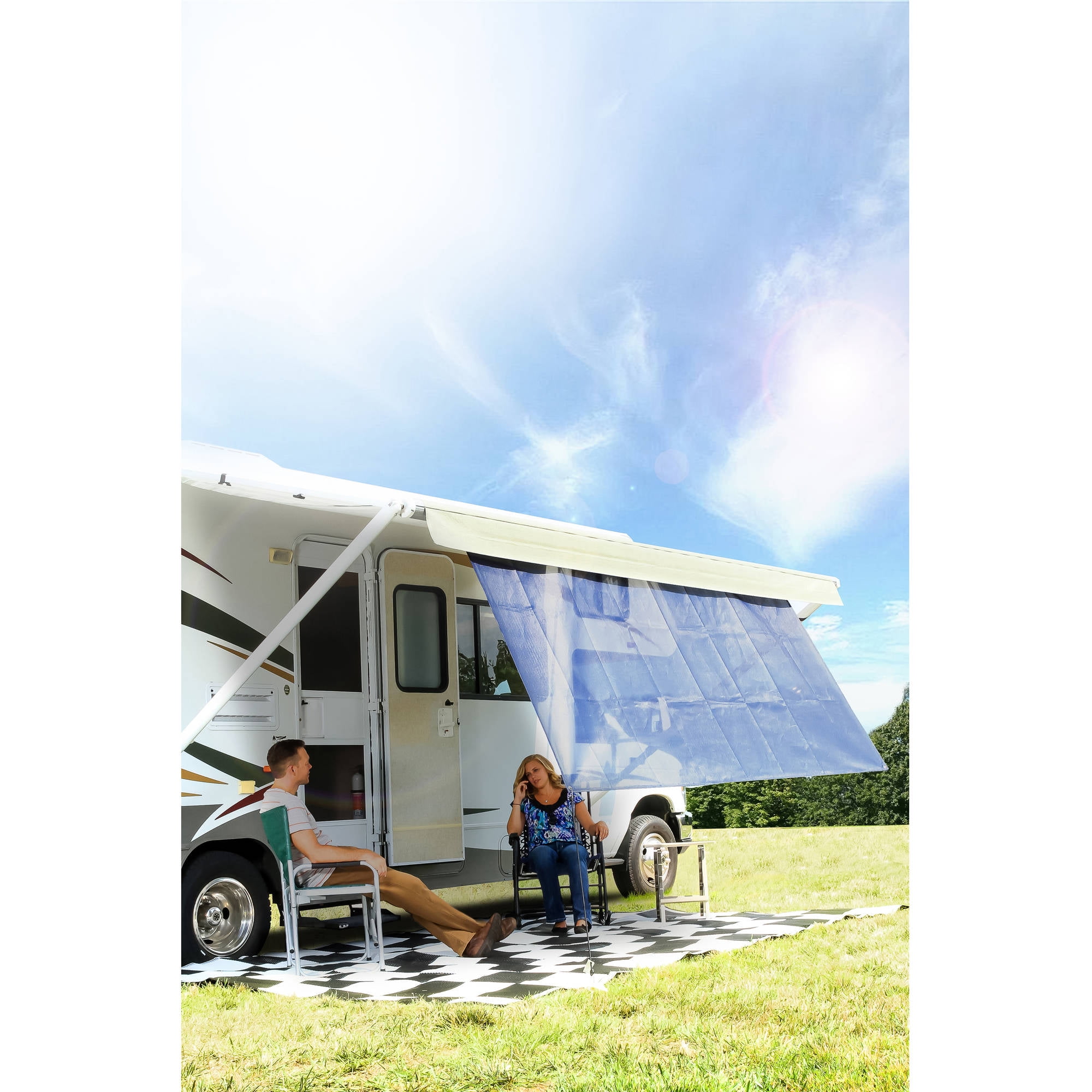 Camco 51452 54" x 120" RV Awning Shade Kit, Blue - Walmart.com