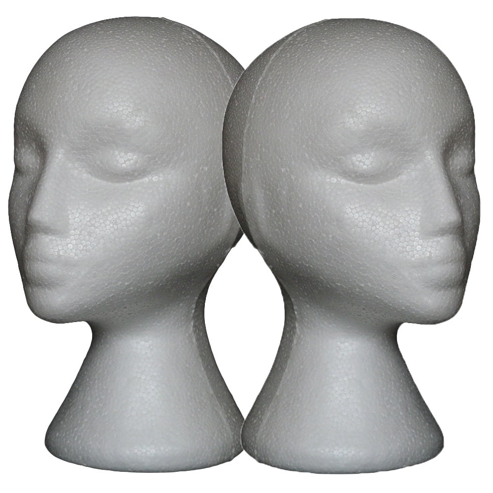 SPRING PARK 2Pcs/Set Styrofoam Wig Head - Female Foam Mannequin head ...