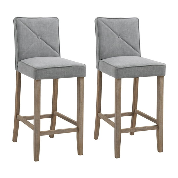 HomCom Traditional Bar Stool Gray, Set of 2 - Walmart.com