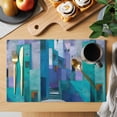 Abstracts Painting Buildings Cotton Linen Placemats Set of 12, Blue ...