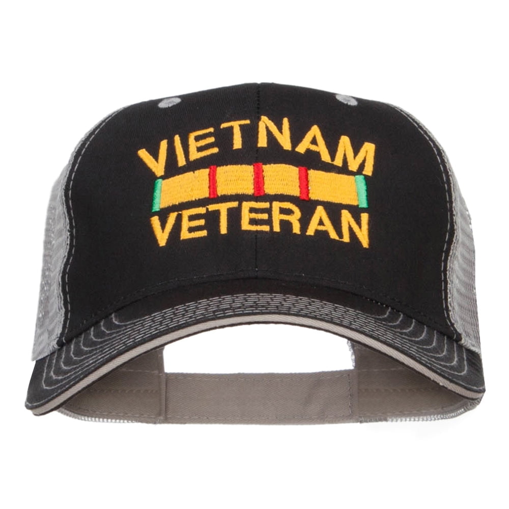 Vietnam Veteran Embroidered Big Size Mesh Cap - Black Grey XL-3XL ...