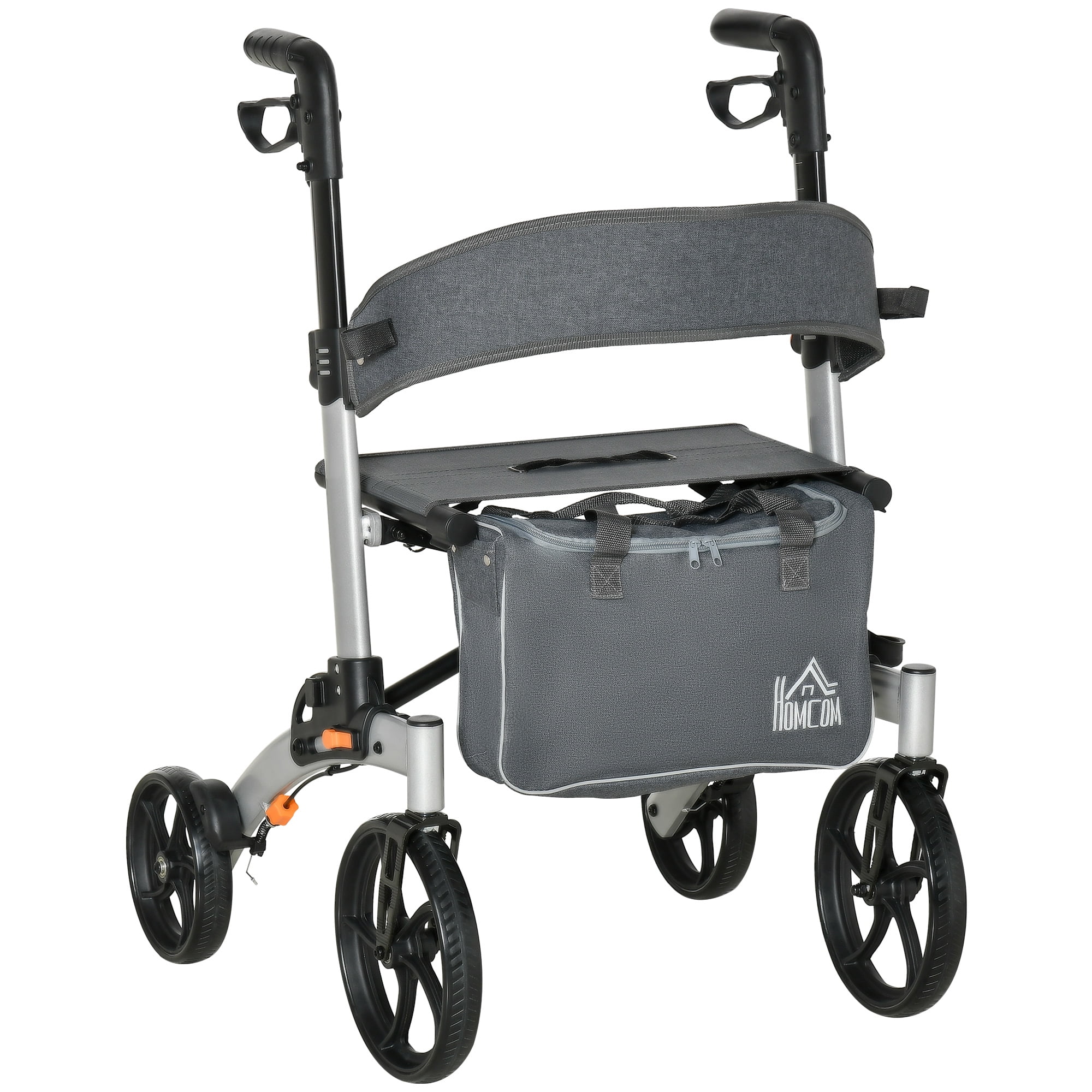 HOMCOM Folding Adjustable Aluminum Rollator Walker with 10'' Wheels ...