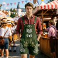 BOOMNY Oktoberfest Mens Short Bib Overalls Wide Leg Short Jumpsuits for ...