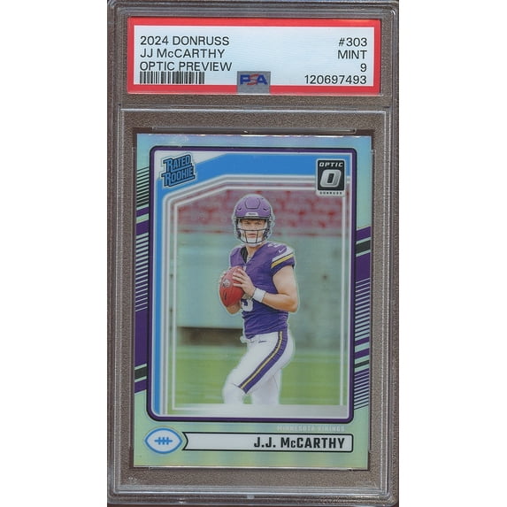 2024 Panini Donruss J.J. McCarthy #303 Optic Preview Holo Prizm ...
