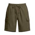 BangWanChi Men's Canvas Twill Solid Color Multifunctional Shorts Button ...