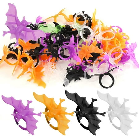 60 Pieces Halloween Bat Rings Halloween Plastic Rings Halloween Party ...