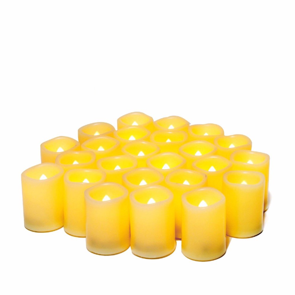 EcoGecko Set of 24 Premium Flameless Votive Candles, Battery Operated ...