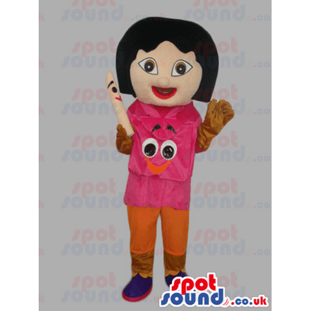Dora The Explorer Tv Series Girl SPOTSOUND Mascot With Special Face T ...